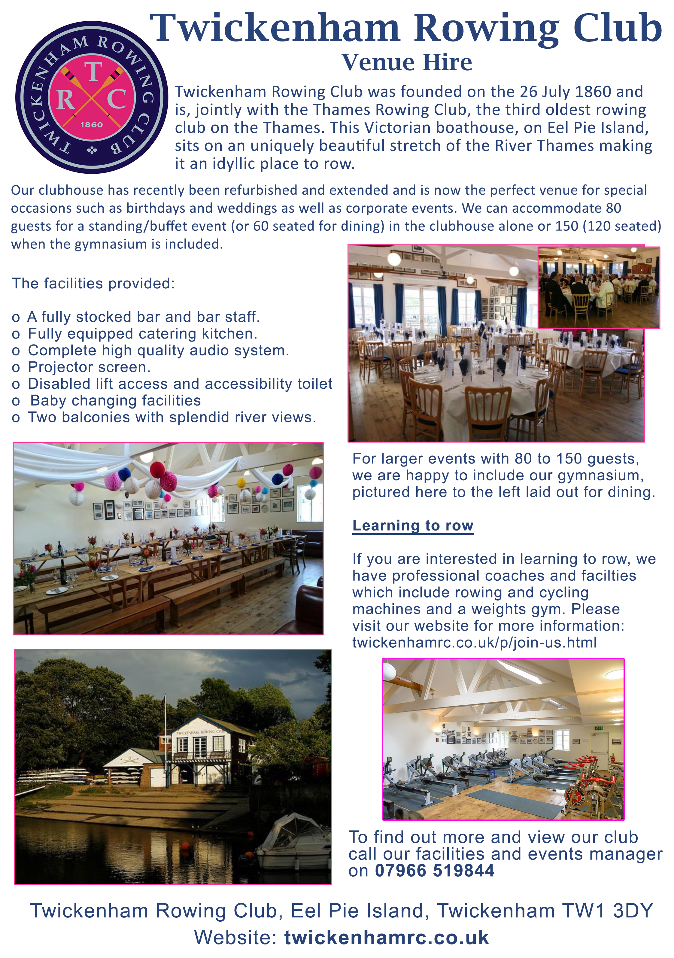 Book Clubhouse bar and kitchen at Twickenham Rowing Club. A Twickenham ...